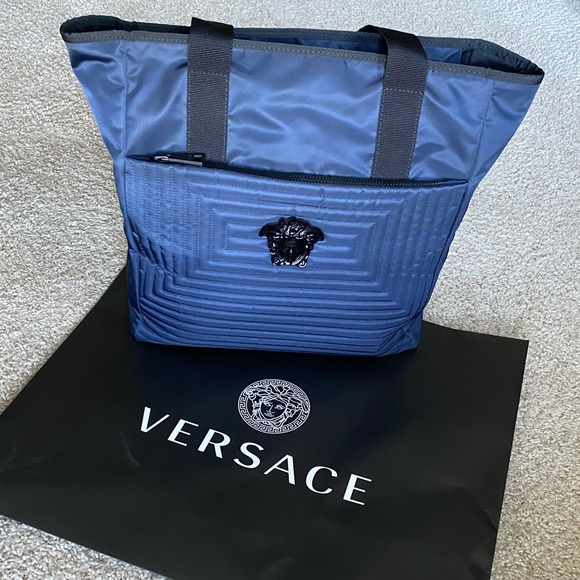 Versace | Bags | Versace Navy Black Tote Shoulder Bag Weekender | Poshmark